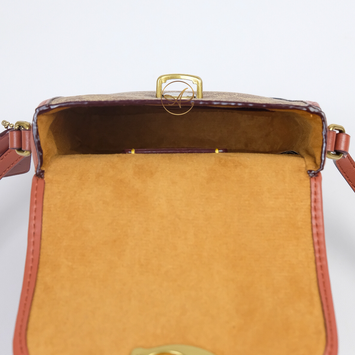 Tall Studio Crossbody In Signature Canvas Tan Rust - ASMARABAG.ID